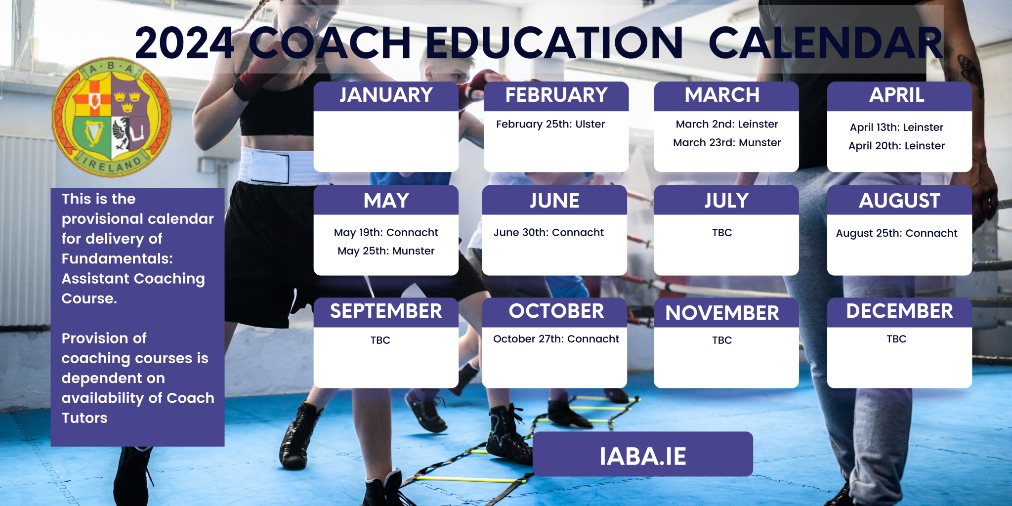 2024 Coaching Course Calendar | Irish Athletic Boxing Association