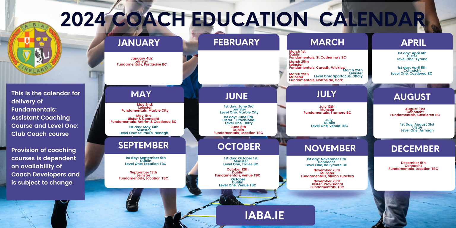 IABA 2025 Coach Education Calendar. | Irish Athletic Boxing Association